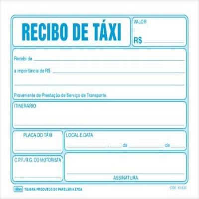 Recibo de taxi bloco de 50 folhas t